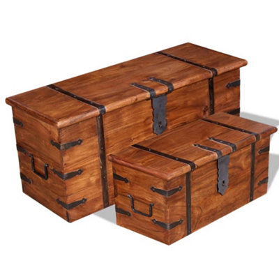 Berkfield Two Piece Storage Chest Set Solid Wood