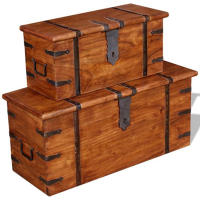 Berkfield Two Piece Storage Chest Set Solid Wood