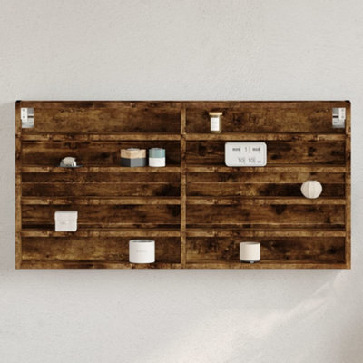 Berkfield Vitrine Cabinet Smoked Oak 100x8.5x50 cm Engineered Wood