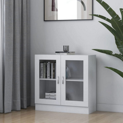 Berkfield Vitrine Cabinet White 82.5x30.5x80 cm Engineered Wood
