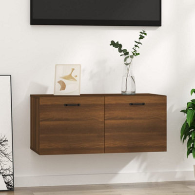 Berkfield Wall Cabinet Brown Oak 80x35x36,5 cm Engineered Wood | DIY at B&Q