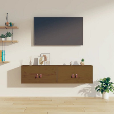 Berkfield Wall Cabinets 2 pcs Honey Brown 60x30x30 cm Solid Wood Pine ...