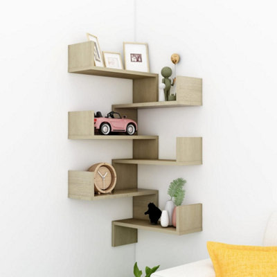 Berkfield Wall Corner Shelf 2 pcs Sonoma Oak 40x40x50 cm Engineered Wood