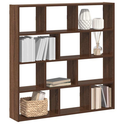 Berkfield Wall Cube Shelf 12 Compartments Brown Oak Engineered Wood