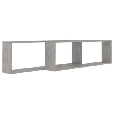 Berkfield Wall Cube Shelf 2 pcs Concrete Grey 100x15x30 cm Engineered Wood
