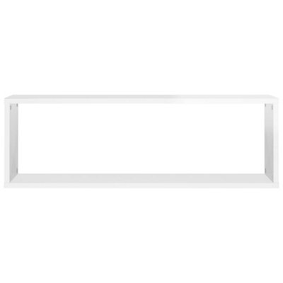 Berkfield Wall Cube Shelf 2 pcs High Gloss White 80x15x26.5cm ...