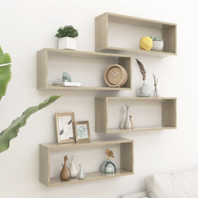 Berkfield Wall Cube Shelf 4 pcs Sonoma Oak 60x15x23 cm Engineered Wood