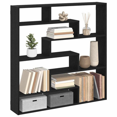 Berkfield Wall Cube Shelf 7 Compartments Black Engineered Wood