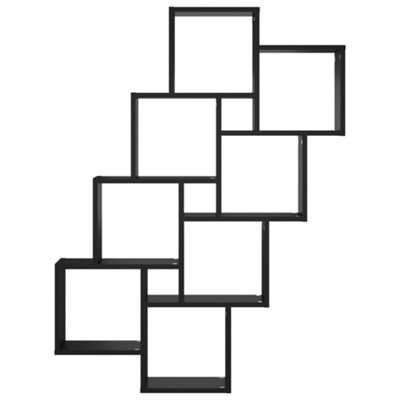 Berkfield Wall Cube Shelf Black 90x15x119 cm Engineered Wood
