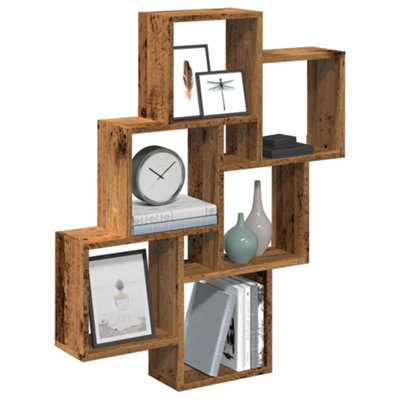 Berkfield Wall Cube Shelf Old Wood 78x15x93 cm Engineered Wood
