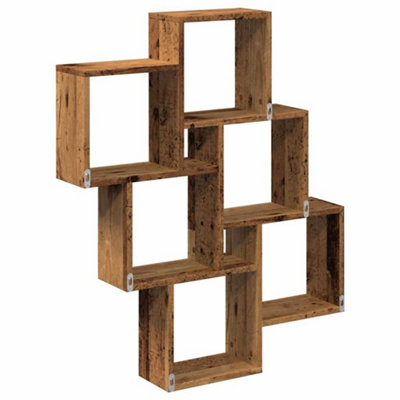 Berkfield Wall Cube Shelf Old Wood 78x15x93 cm Engineered Wood