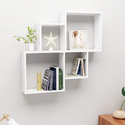 Berkfield Wall Cube Shelf White 80x15x78.5 cm Engineered Wood