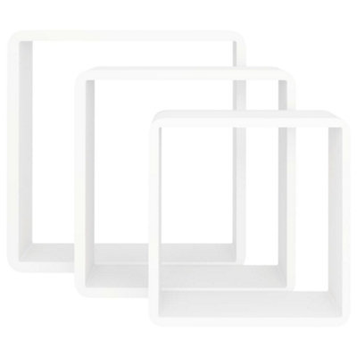 Berkfield Wall Cube Shelves 3 pcs White MDF