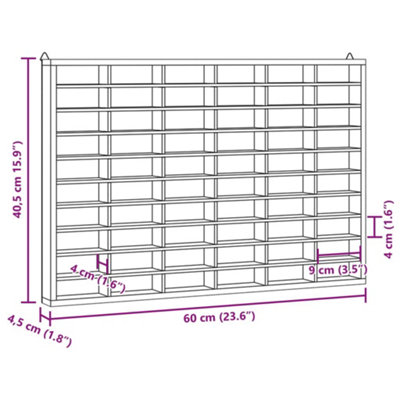 Berkfield Wall Display Cabinet with 60 Compartments 60x4.5x40.5 cm