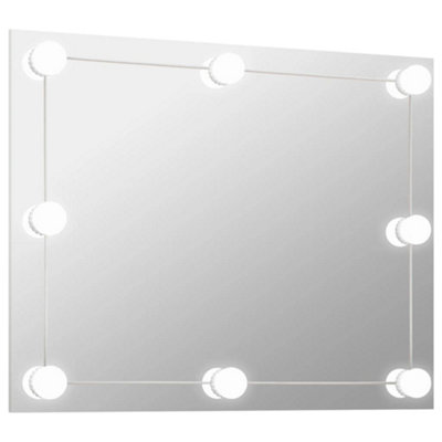 Berkfield Wall Frameless Mirror with LED Lights Rectangular Glass