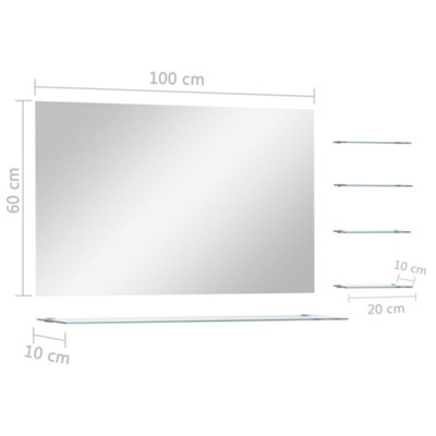 BERKFIELD WALL MIRROR WITH 5 SHELVES SILVER 100X60 CM