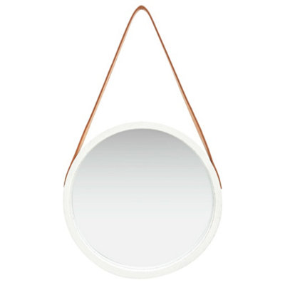 Berkfield Wall Mirror with Strap 40 cm White