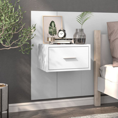 Berkfield Wall mounted Bedside Cabinet High Gloss White