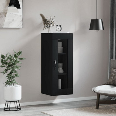 Berkfield Wall Mounted Cabinet Black 34.5x34x90 cm | DIY at B&Q