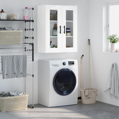 Berkfield Wall Mounted Cabinet High Gloss White 69.5x34x90 cm | DIY at B&Q