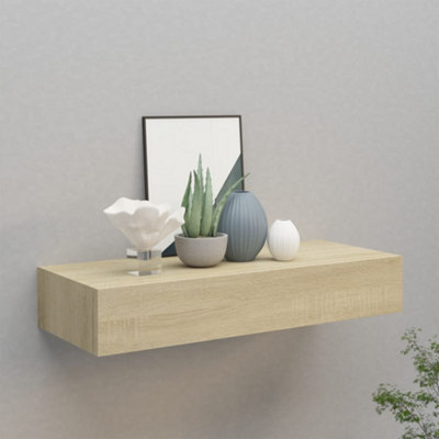 Berkfield Wall-mounted Drawer Shelf Oak 60x23.5x10cm MDF | DIY at B&Q