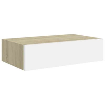 Berkfield Wall-mounted Drawer Shelf Oak and White 40x23.5x10cm MDF