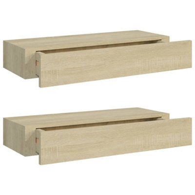 Berkfield Wall-mounted Drawer Shelves 2 pcs Oak 60x23.5x10cm MDF