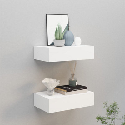 Berkfield Wall-mounted Drawer Shelves 2 pcs White 40x23.5x10 cm MDF ...