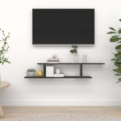 Berkfield Wall-Mounted TV Shelf Black 125x18x23 cm Engineered Wood
