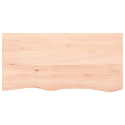 Berkfield Wall Shelf 100x50x4 cm Untreated Solid Wood Oak | DIY at B&Q