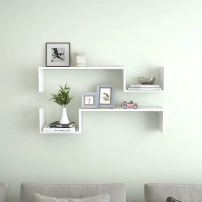 Berkfield Wall Shelf 2 pcs White 100x15x20 cm Engineered Wood | DIY at B&Q