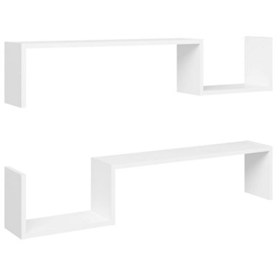 Berkfield Wall Shelf 2 pcs White 100x15x20 cm Engineered Wood | DIY at B&Q