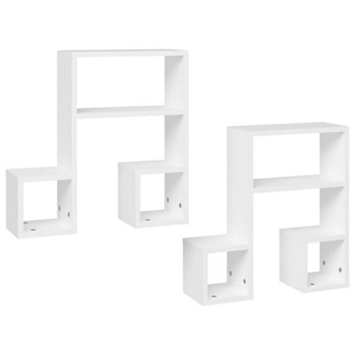 Berkfield Wall Shelf 2 pcs White 50x15x50 cm Engineered Wood | DIY at B&Q
