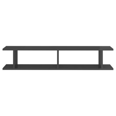 Berkfield Wall Shelf 2pcs High Gloss Grey 105x18x20cm Engineered Wood