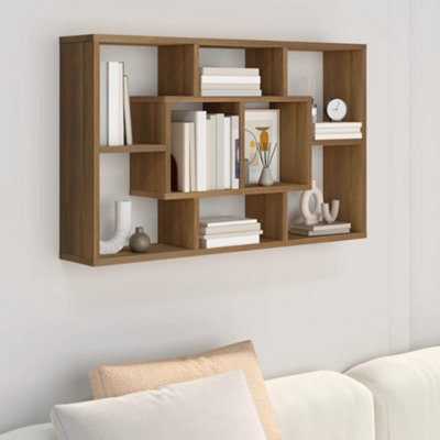Berkfield Wall Shelf Brown Oak 85x16x52.5 cm Engineered Wood | DIY at B&Q
