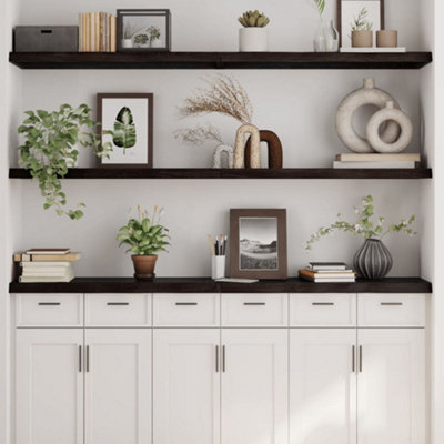 Berkfield Wall Shelf Dark Brown 180x40x(2-4) cm Treated Solid Wood Oak