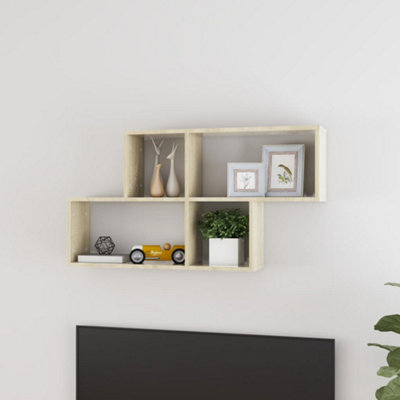 Berkfield Wall Shelf Sonoma Oak 100x18x53 cm Engineered Wood | DIY at B&Q