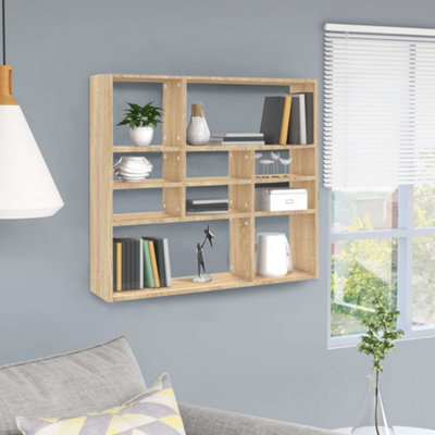 Berkfield Wall Shelf Sonoma Oak 90x16x78 cm Engineered Wood | DIY at B&Q