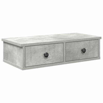 Berkfield Wall Shelf with Drawers Concrete Grey 60x25x15 cm Engineered Wood