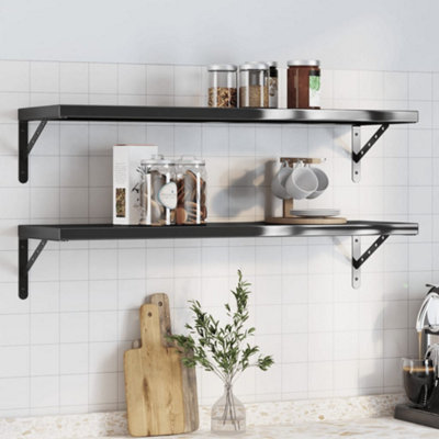 Berkfield Wall Shelves 2 pcs 100x30 cm Black Stainless Steel