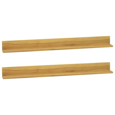 Berkfield Wall Shelves 2 pcs 110x10x10 cm Solid Wood Teak | DIY at B&Q