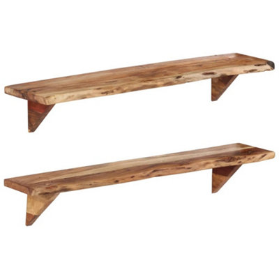 Berkfield Wall Shelves 2 pcs 110x20x18 cm Solid Wood Acacia | DIY at B&Q