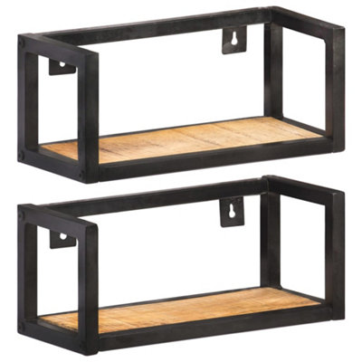 Berkfield Wall Shelves 2 pcs 40 cm Rough Mango Wood | DIY at B&Q
