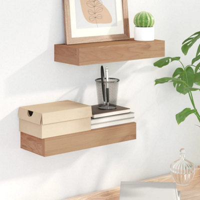 Berkfield Wall Shelves 2 pcs 40x15x6 cm Solid Wood Teak | DIY at B&Q