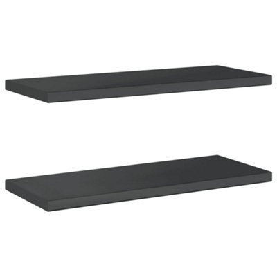 Berkfield Wall Shelves 2 pcs 75x30x3 cm Black Stainless Steel