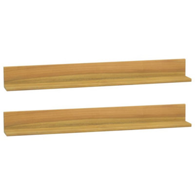 Berkfield Wall Shelves 2 pcs 90x10x10 cm Solid Wood Teak | DIY at B&Q
