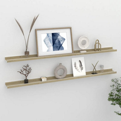 Berkfield Wall Shelves 2 pcs White and Sonoma Oak 115x9x3 cm | DIY at B&Q