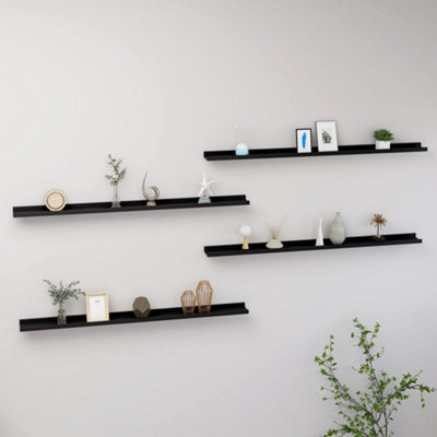 Berkfield Wall Shelves 4 pcs Black 115x9x3 cm | DIY at B&Q