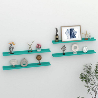 Berkfield Wall Shelves 4 pcs Blue 80x9x3 cm | DIY at B&Q