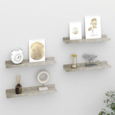 Berkfield Wall Shelves 4 pcs Concrete Grey 40x9x3 cm | DIY at B&Q